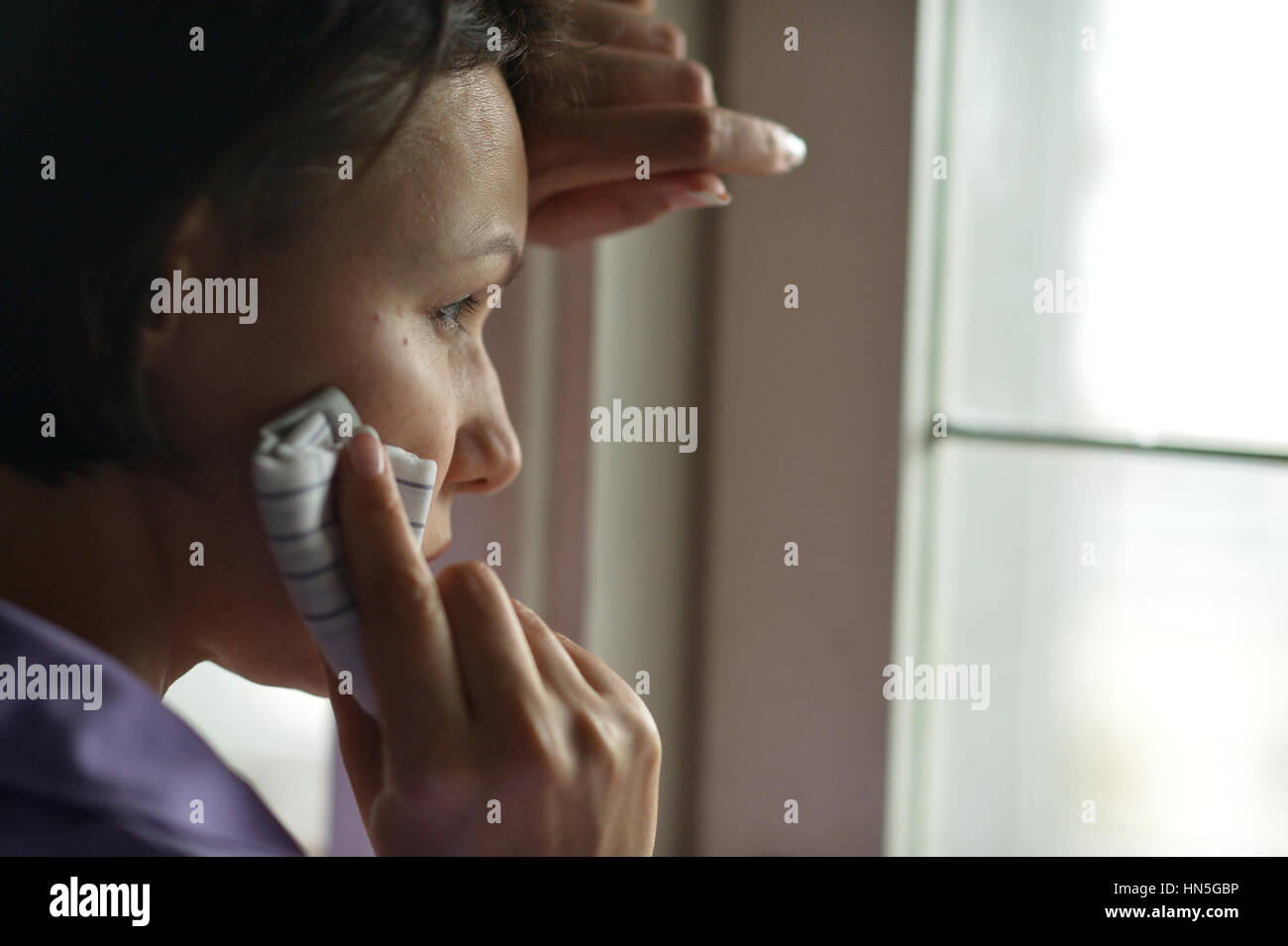 Woman feels sickness at home Stock Photo - Alamy