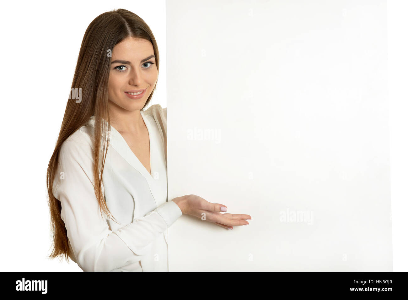 woman and white signboard Stock Photo - Alamy