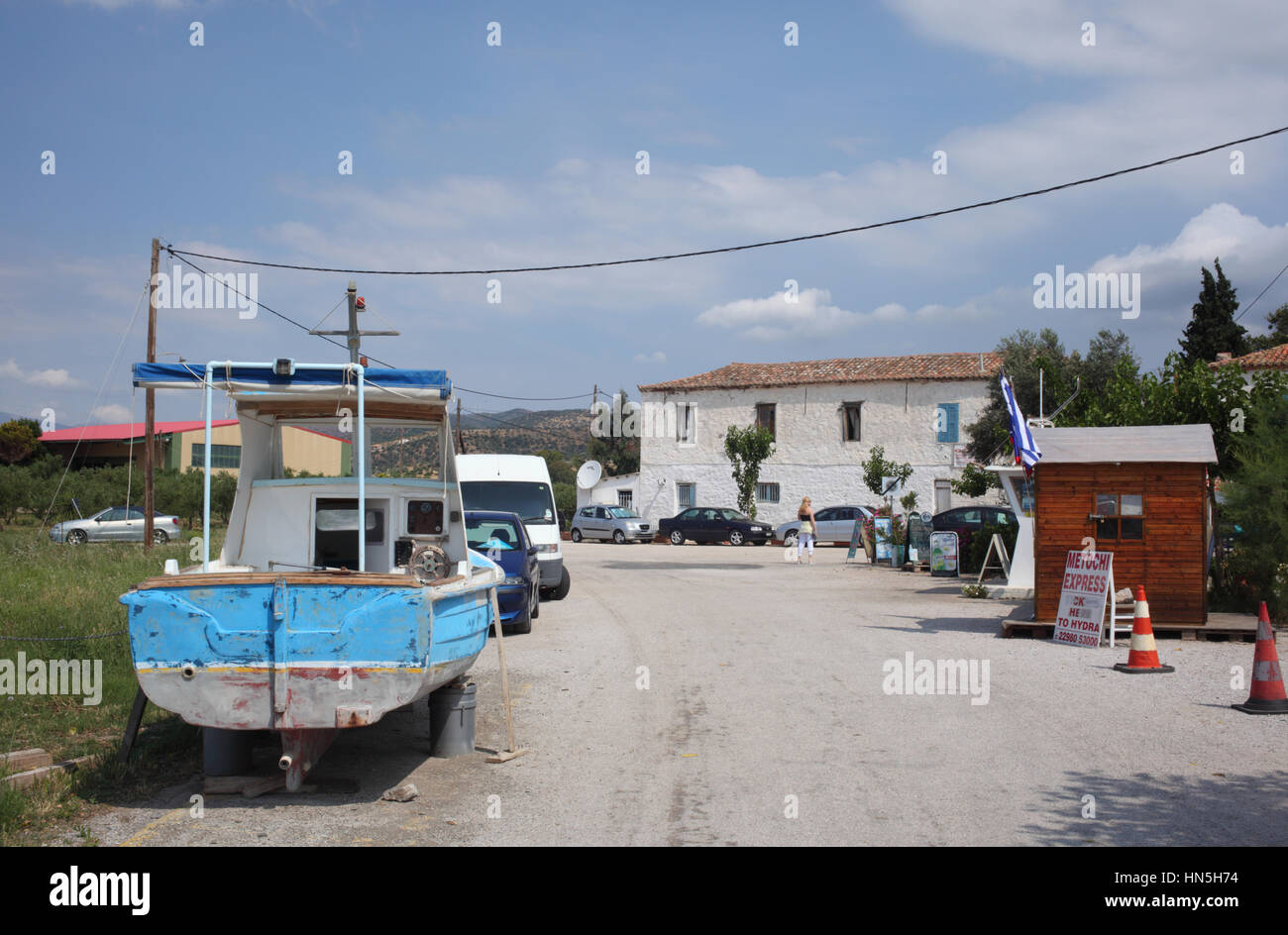A small Greek ferry terminal Stock Photo - Alamy