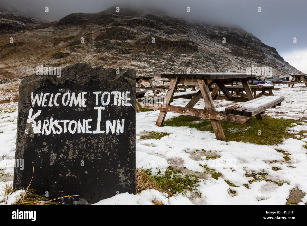 Picnic Tables at the Kirkstone Inn,, Kirkstone Pass, near Ambleside ...