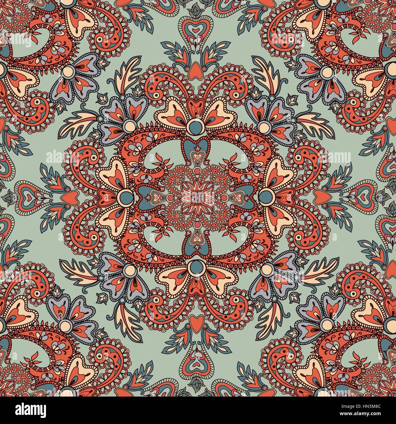Flourish tiled pattern. Abstract floral geometric seamless oriental ...