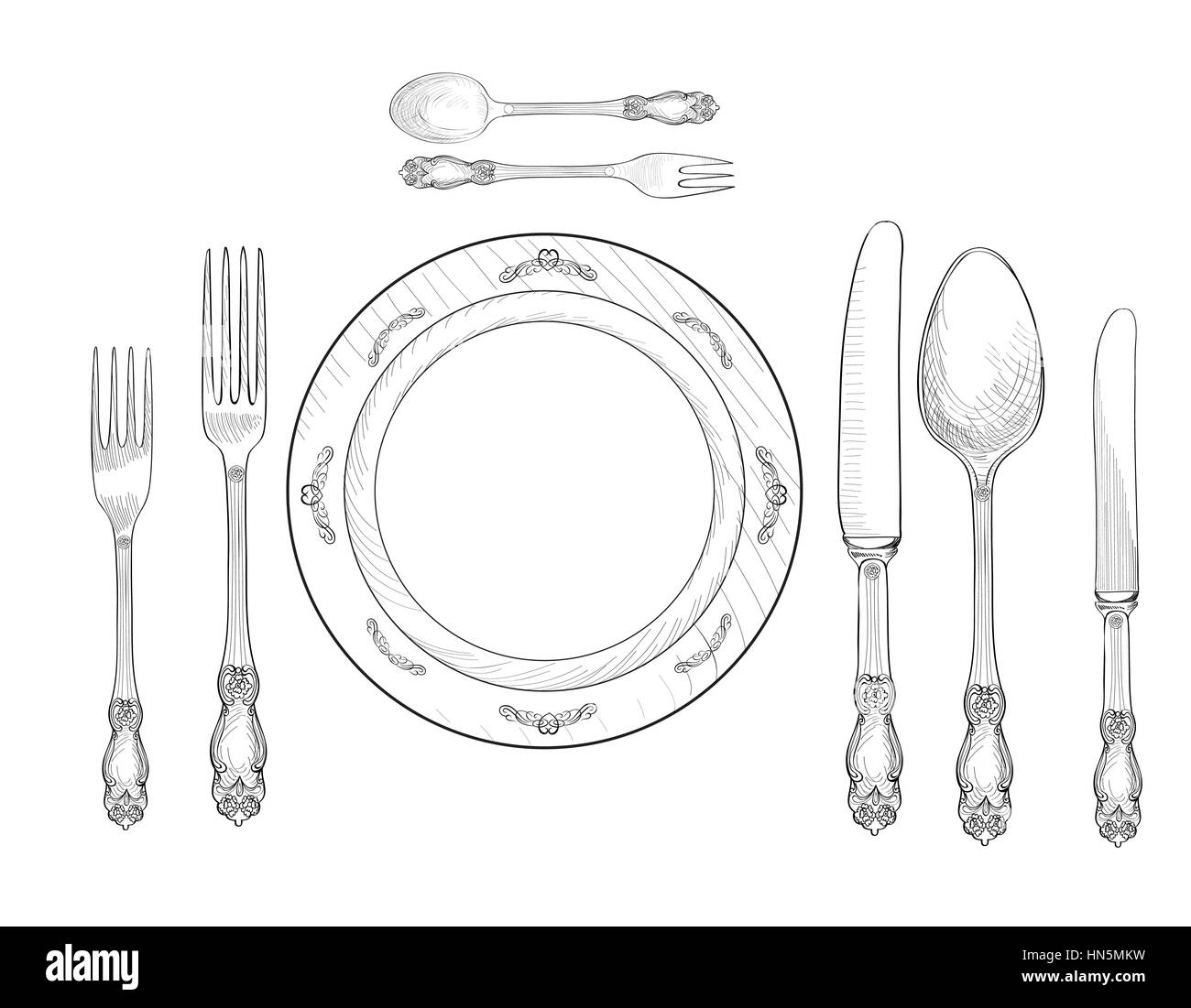 Buffet service table setting Stock Vector Images - Alamy