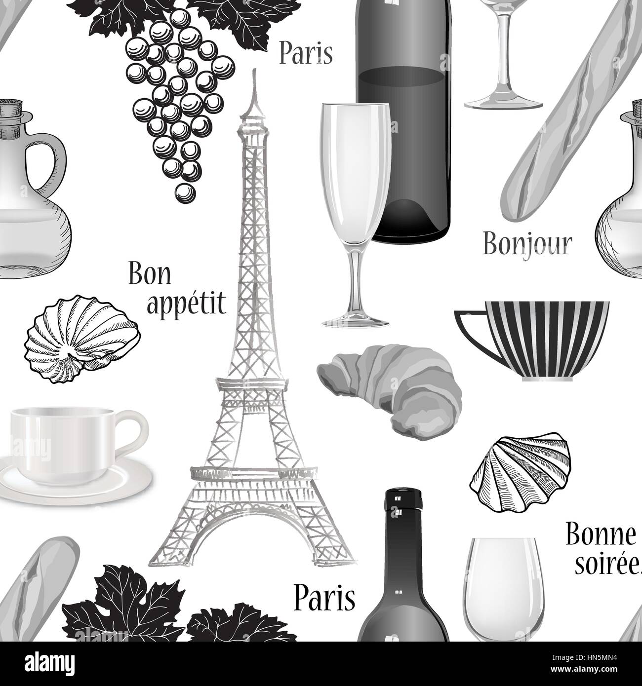 Famous french food background. Cuisine of France pattern. Travel Paris ...