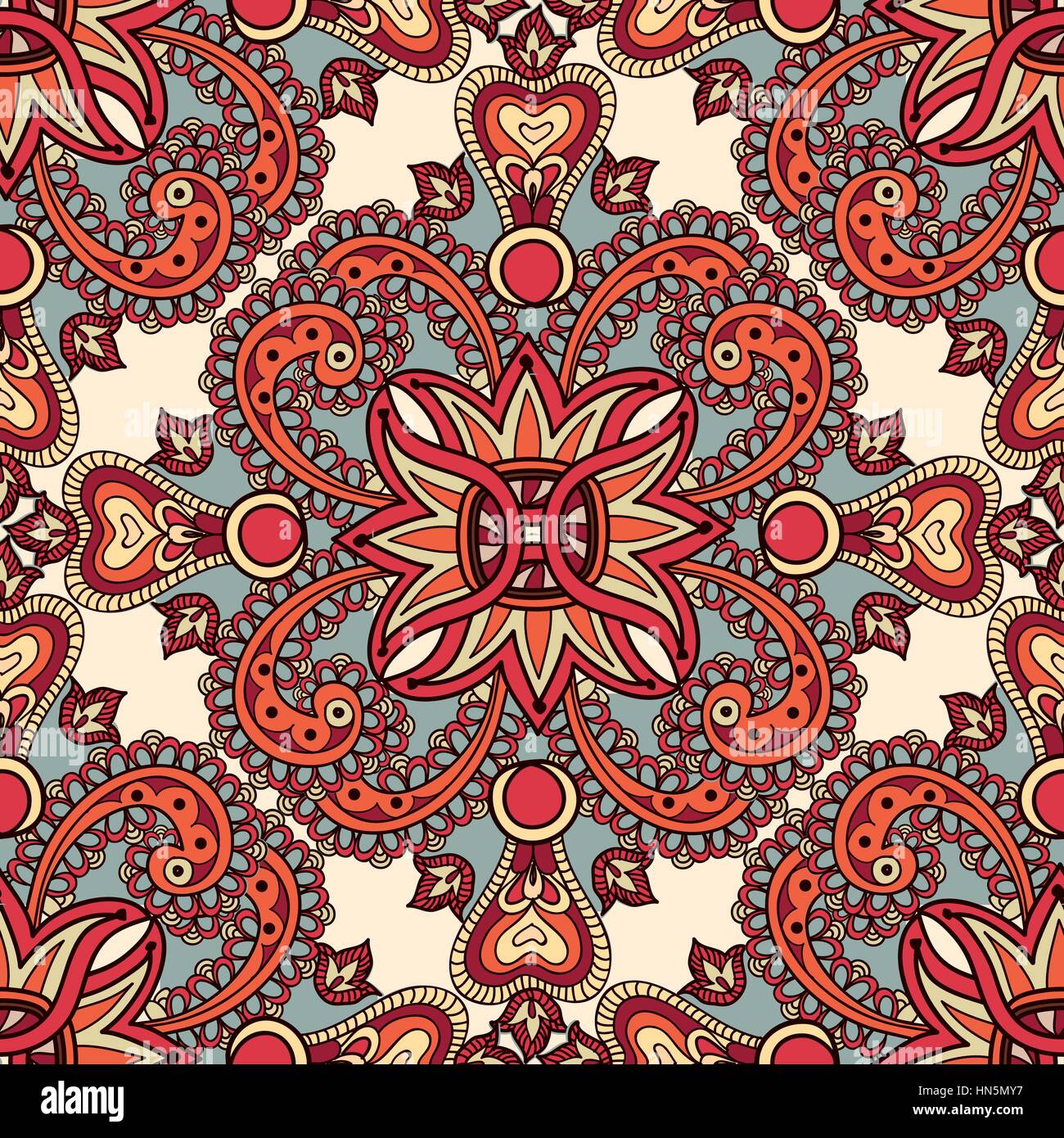 Flourish tiled floral geometric seamless pattern. Abstract oriental ...