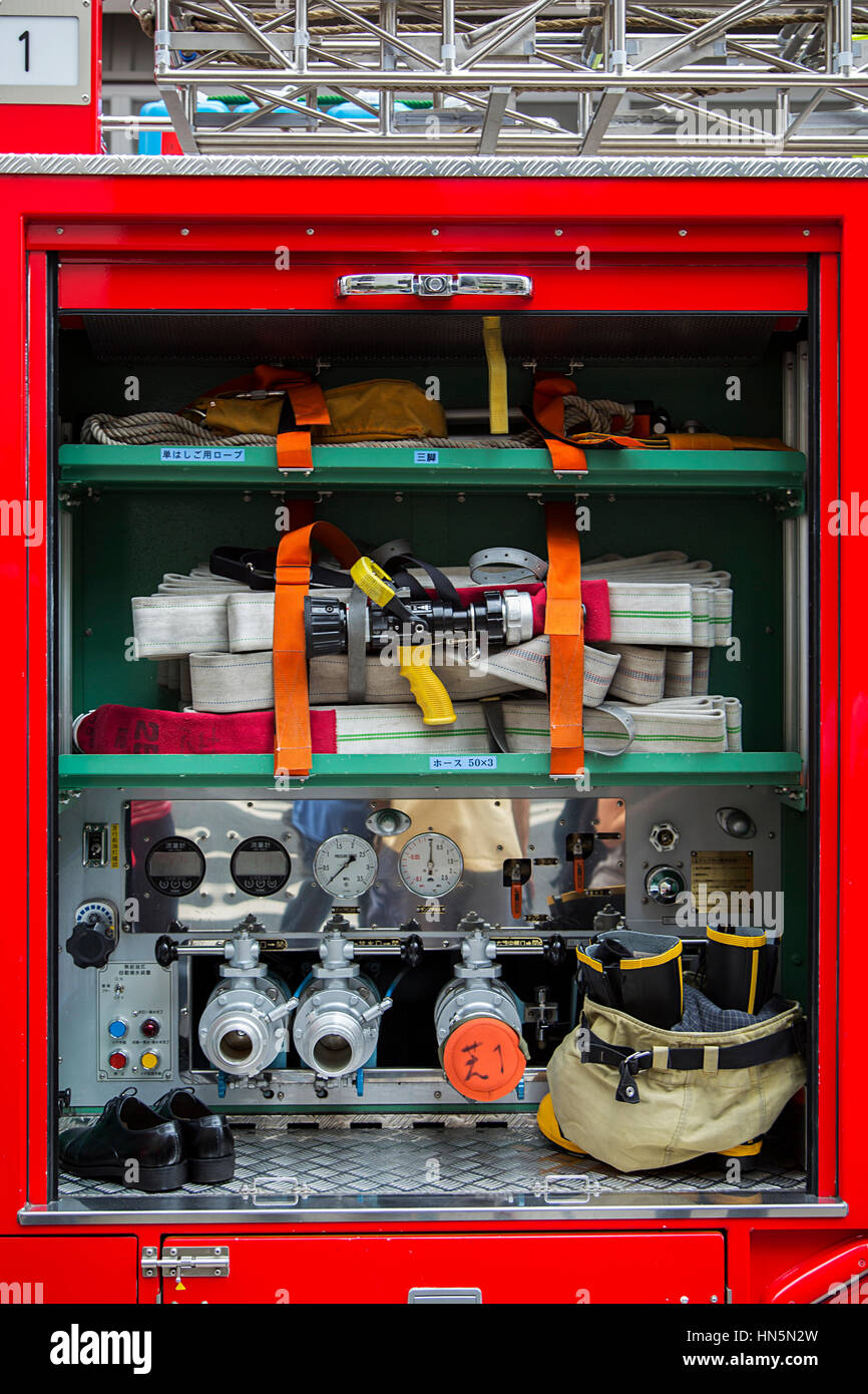 TOKYO, JAPAN - OCTOBER 3, 2016: Detail of equipment at pumper unit from ...