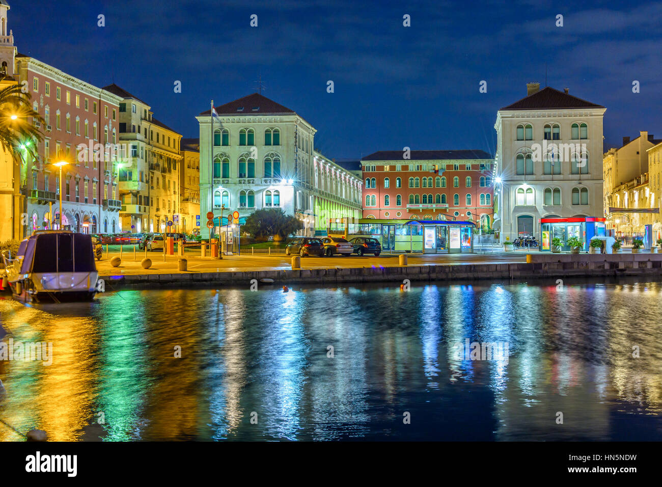 Night view at coastal town Split, summertime view Stock Photo - Alamy