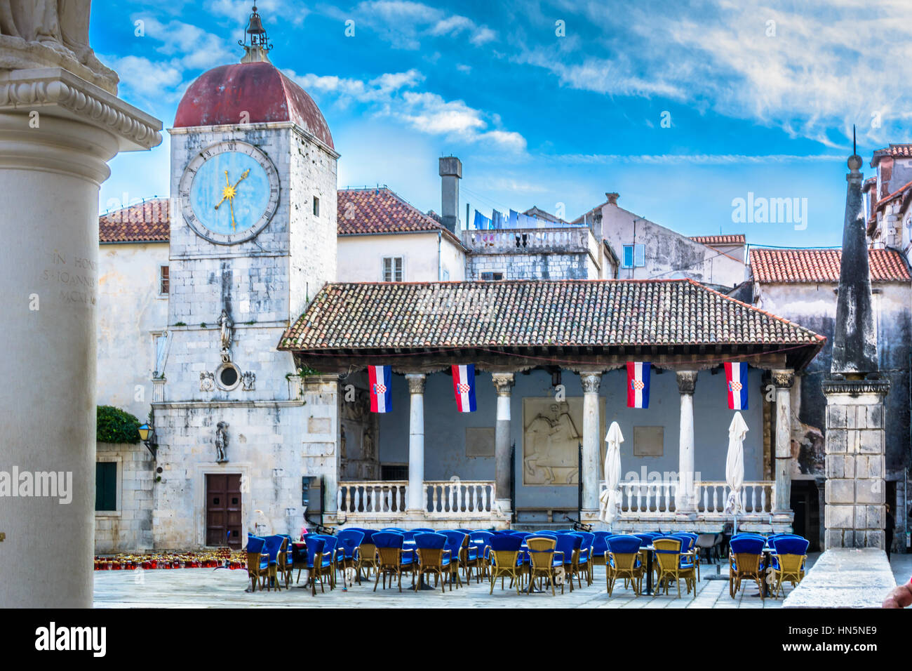 Architecture in old town Trogir, UNESCO world heritage site, Croatia ...