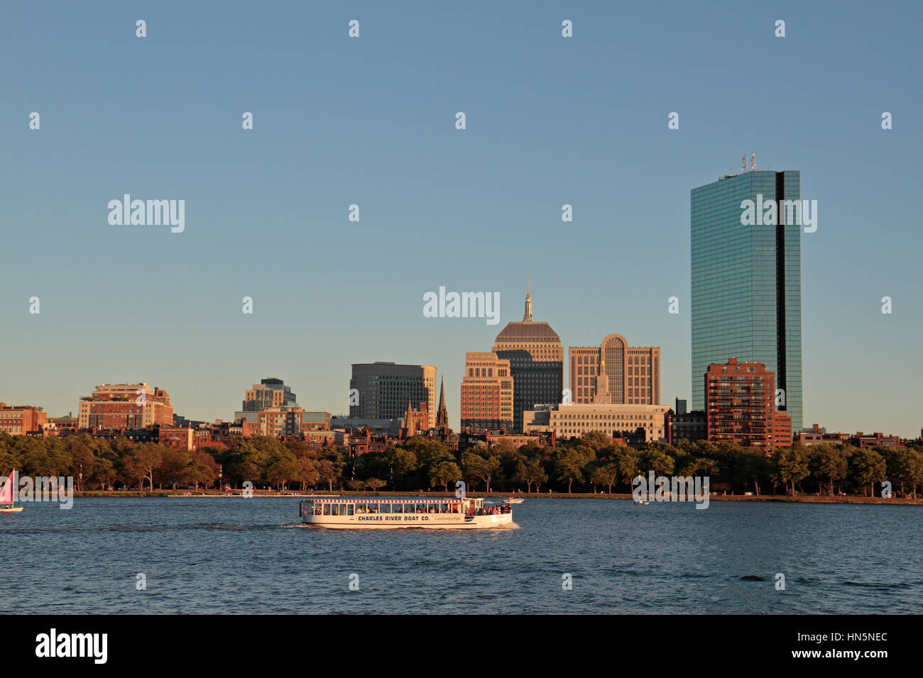 Looking over the Charles River towards the Boston skyline, Boston ...
