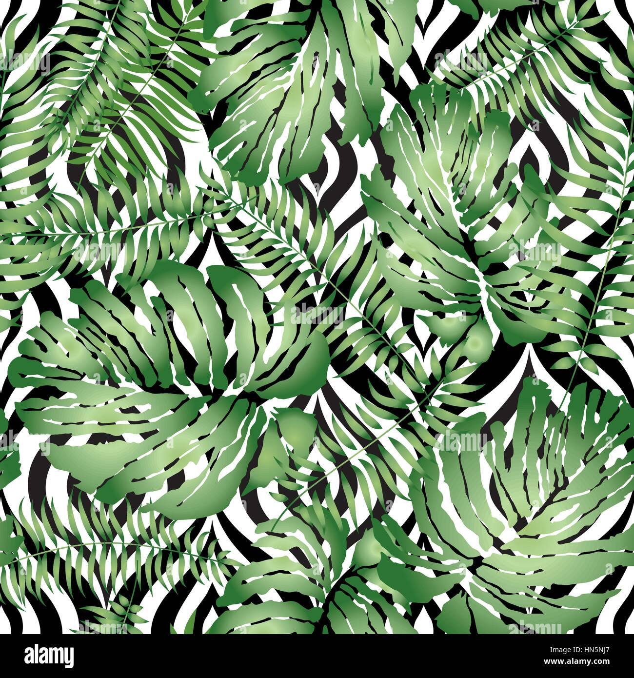 Floral abstract geomtric tiled pattern. Tropical palm leaves seamless ...