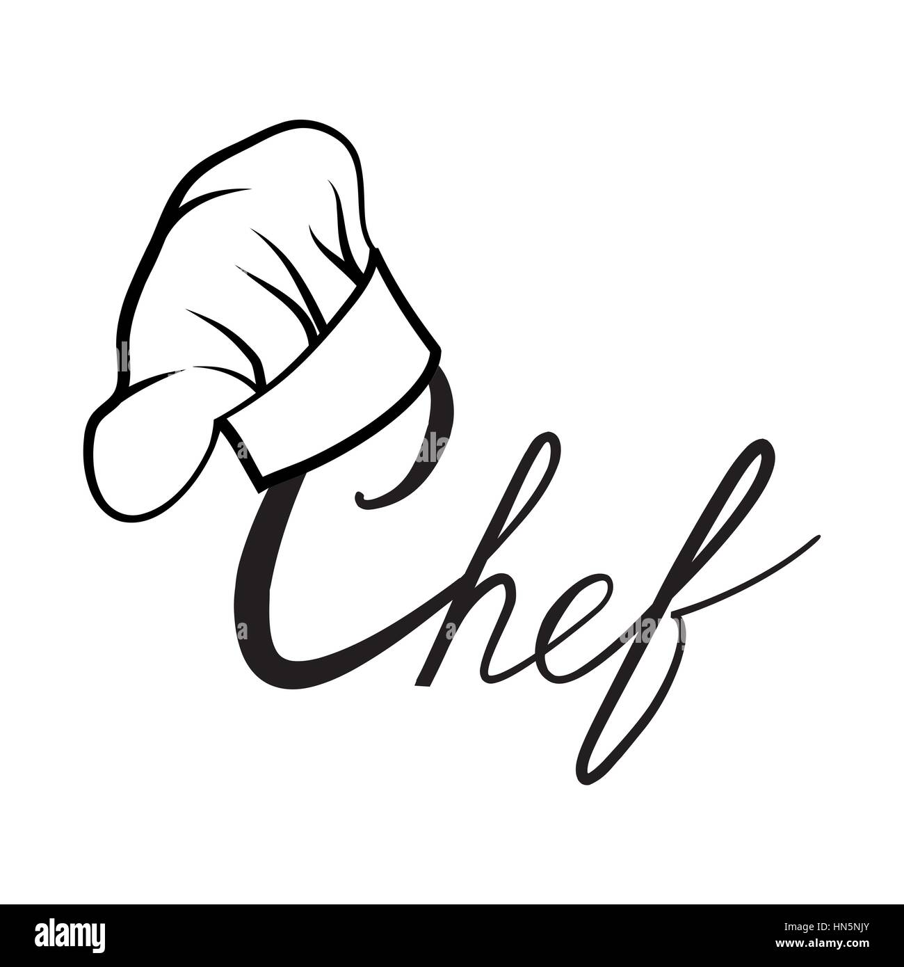 Cook hat. Drawn hat chef cook. Hat chef-cooker. Vector black hat chef ...