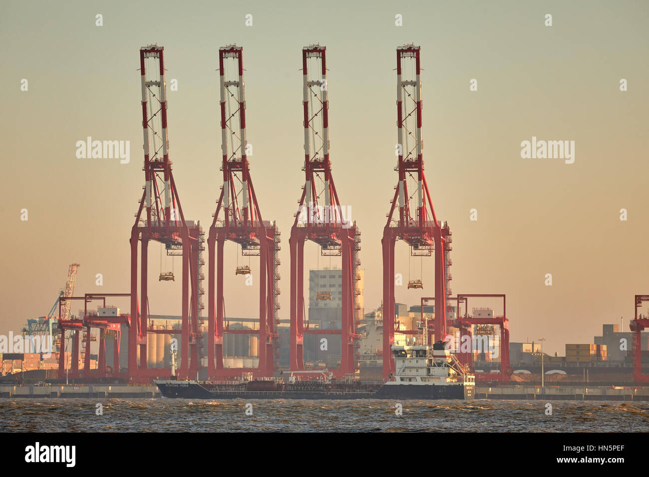 Boat passing Liverpool bay Peel new red Fort Perch Rock Cranes Golden ...