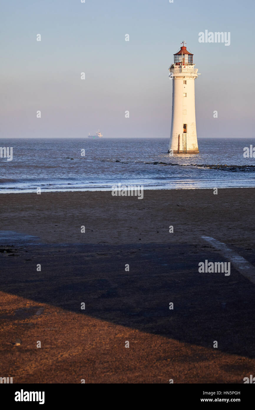 Liverpool bay sunrise at New Brighton Fort Perch Rock and Lighthouse ...