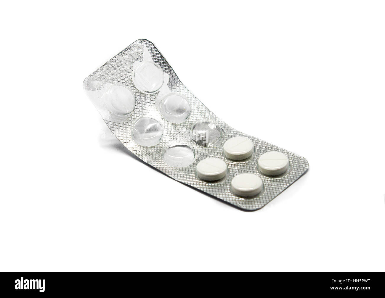 Medical tablets in packaging, are isolated on a white background Stock ...