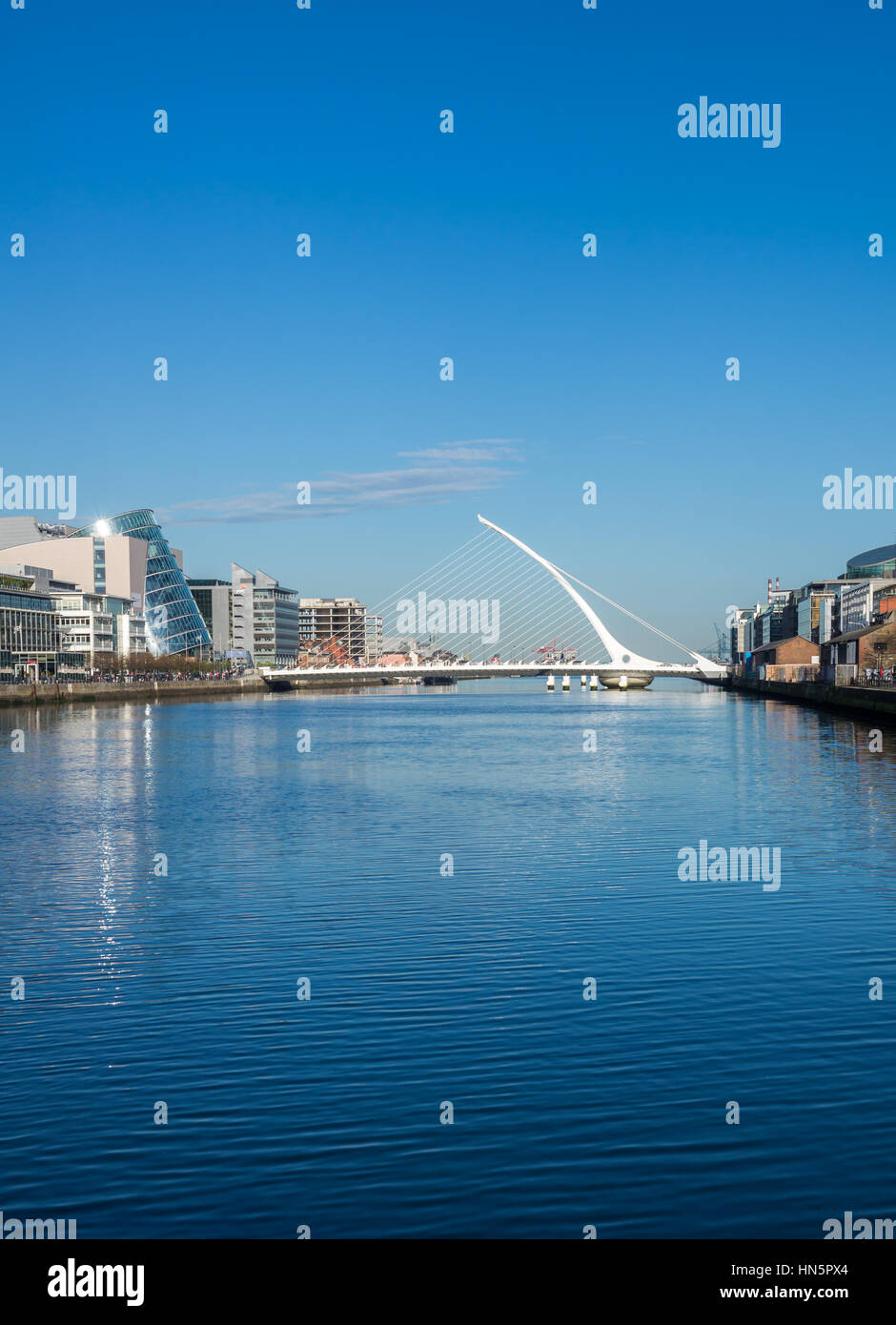 DUBLIN, IRELAND - 14 APRIL 2015: Samuel Beckett Bridge crossing the ...