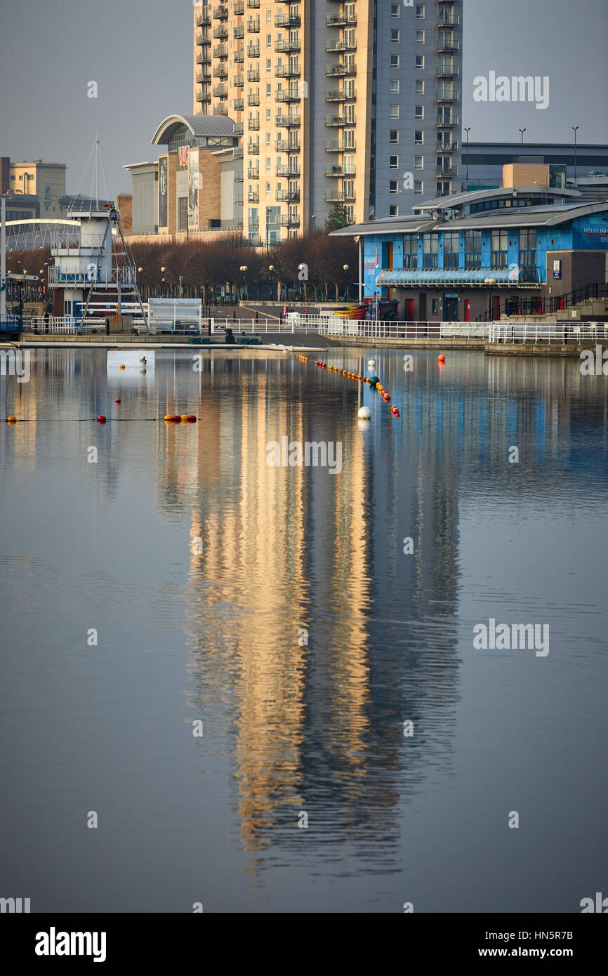 Exterior Salford Quays regeneration area of the old docks shopping ...