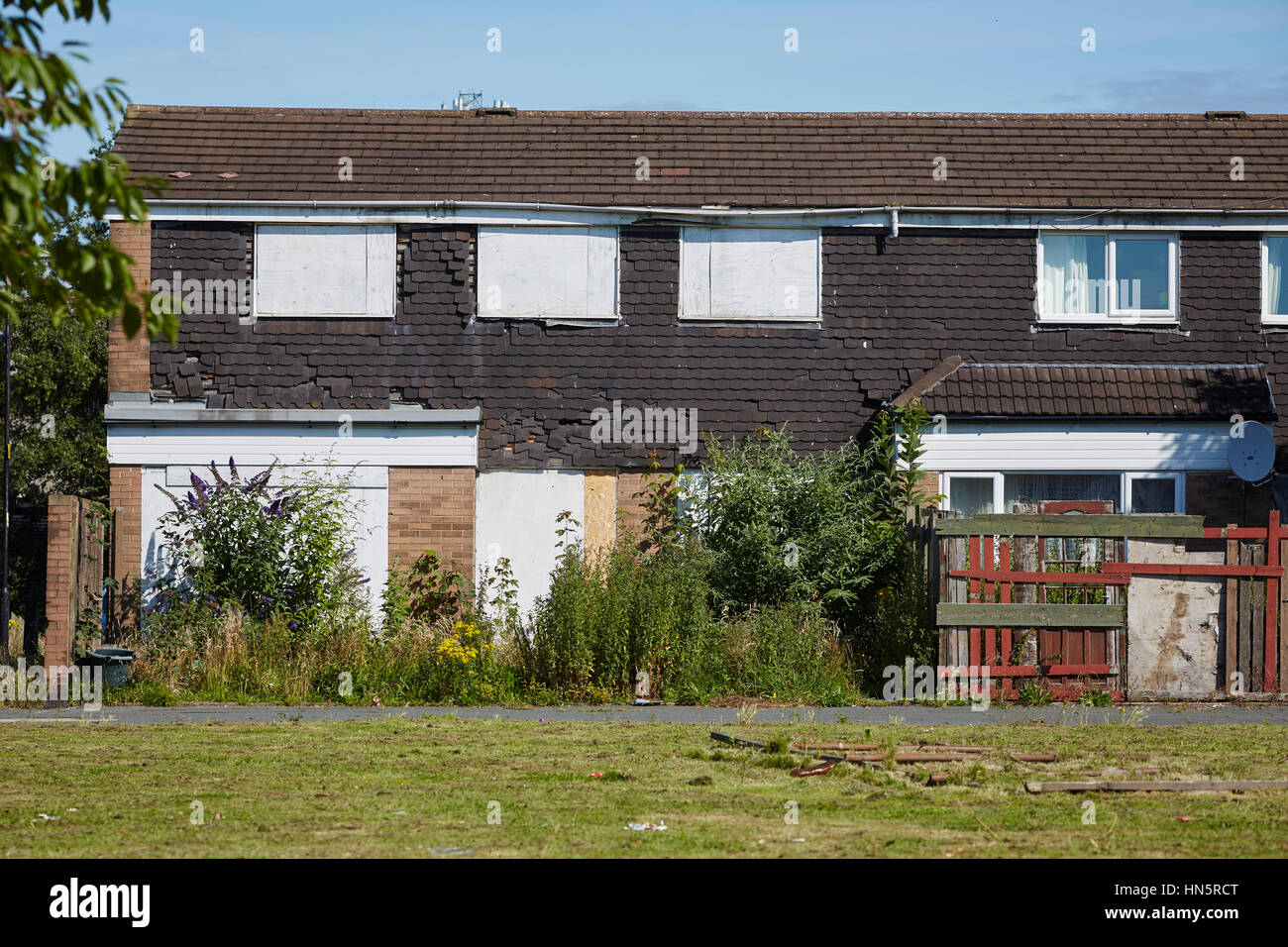 Old housing stock run down boarded up windows and empty in the East ...