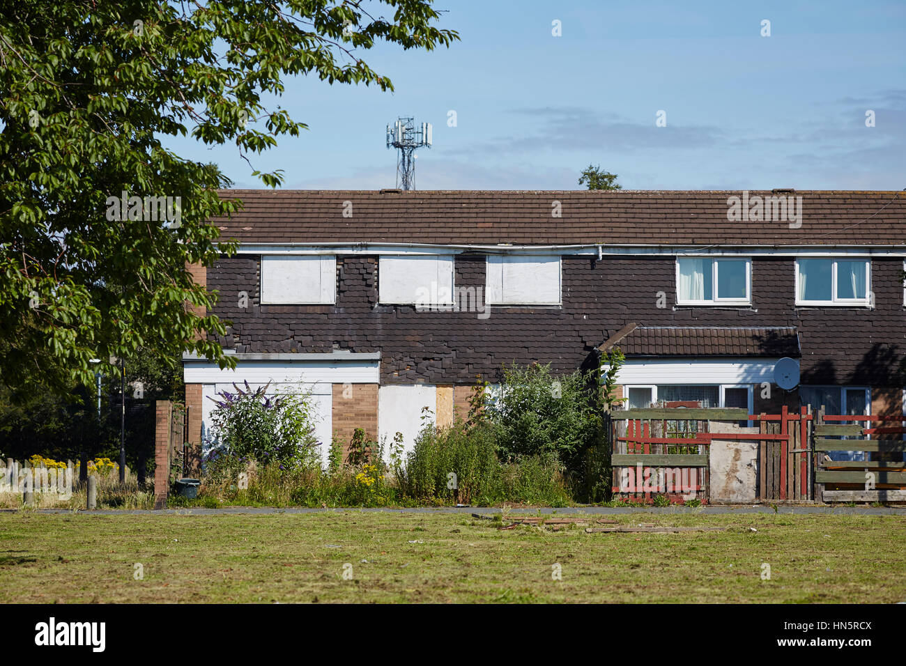 Old housing stock run down boarded up windows and empty in the East ...
