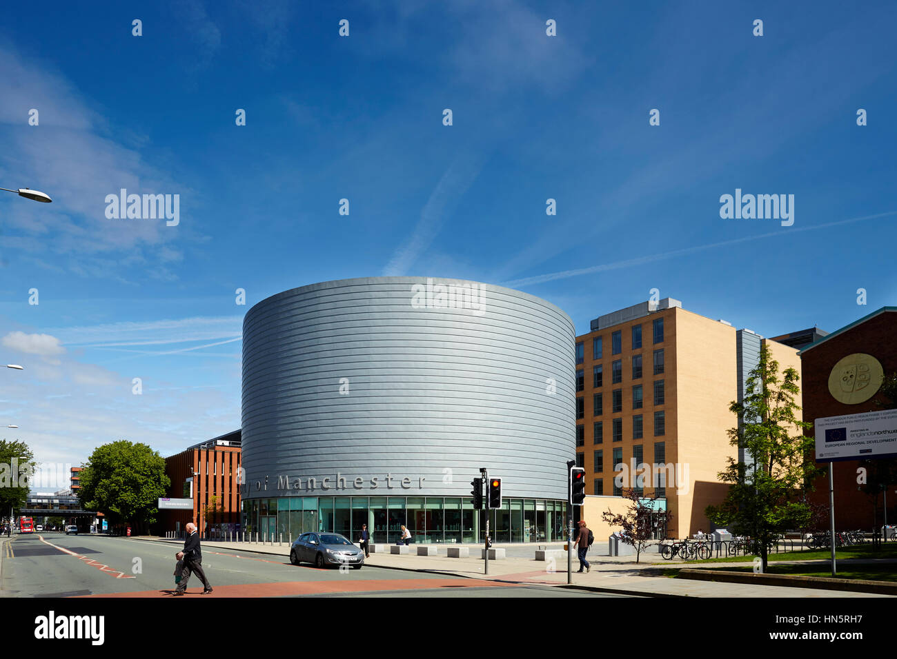 Sunny day at large landmark Modern architectural exterior building part ...