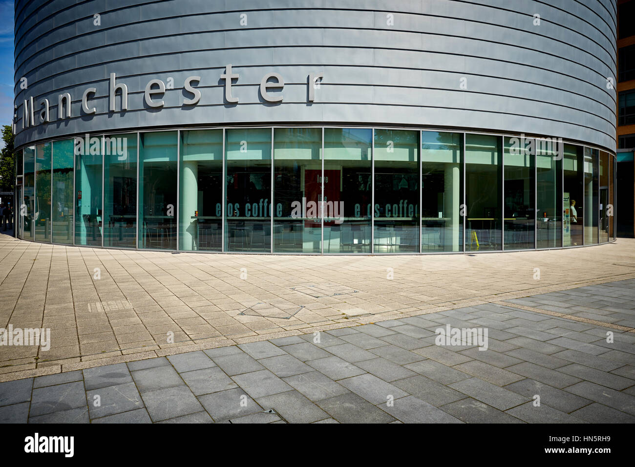 Sunny day at large landmark Modern architectural exterior building part ...