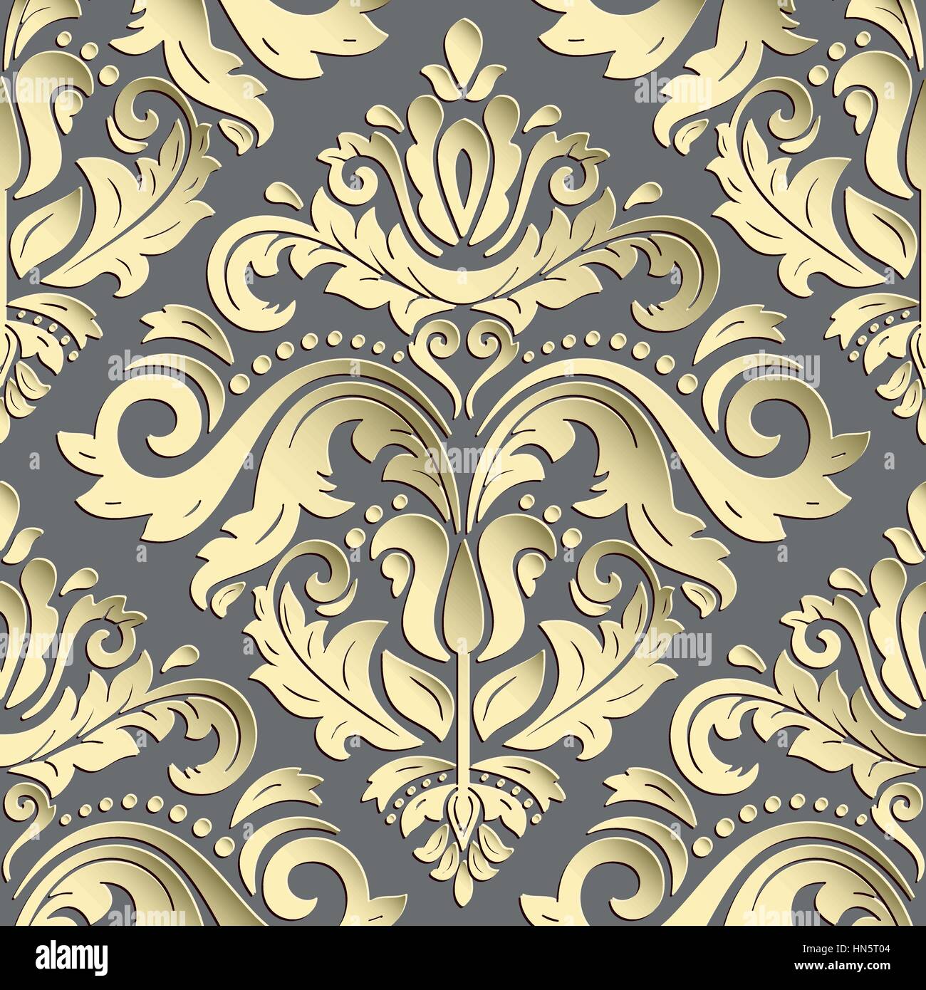 Seamless Vector Oriental Pattern With 3D Elements Stock Vector Image ...