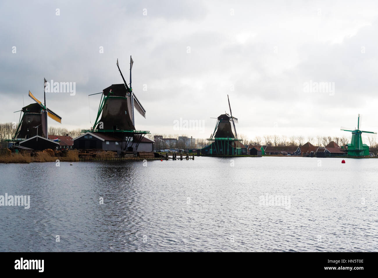 Zaanse Schans, Netherlands - January 10, 2017: Rural Dutch scenery with ...
