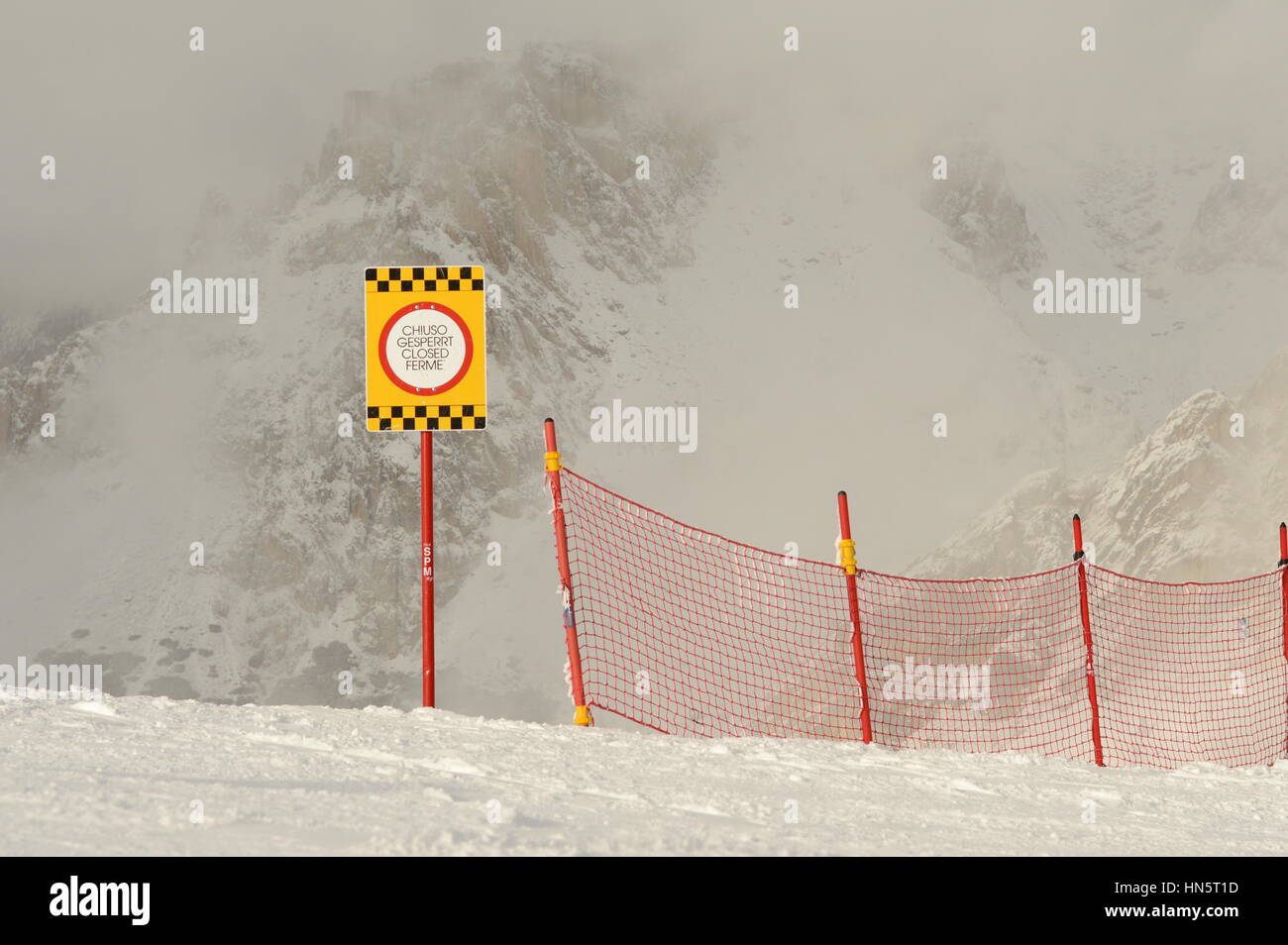 Closed slope in Alps Stock Photo - Alamy
