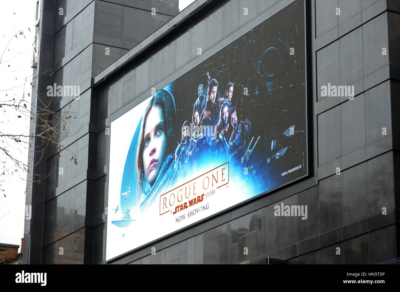 London, UK, 06/02/2017 Rogue One Starwars billboard at the Odeon ...