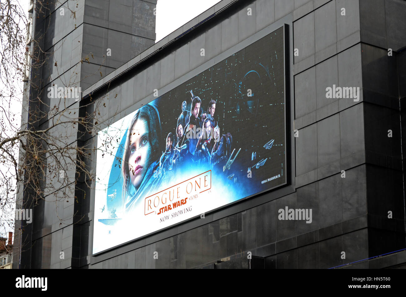 London, UK, 06/02/2017 Rogue One Starwars billboard at the Odeon ...