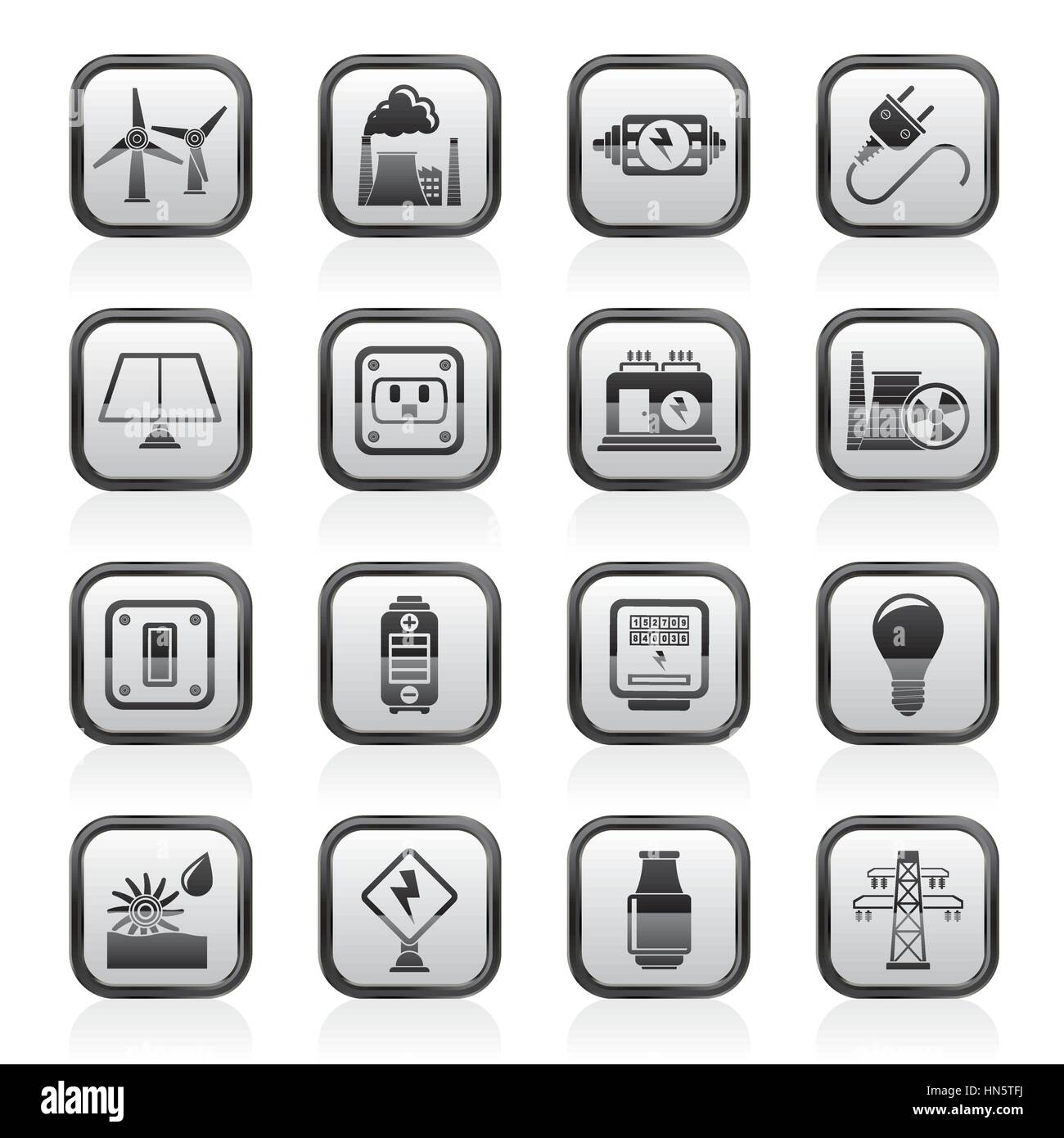 electricity, power and energy icons Stock Vector Image & Art - Alamy