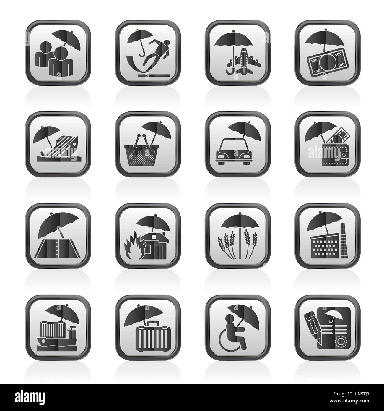 insurance, risk and business icons Stock Vector Image & Art - Alamy