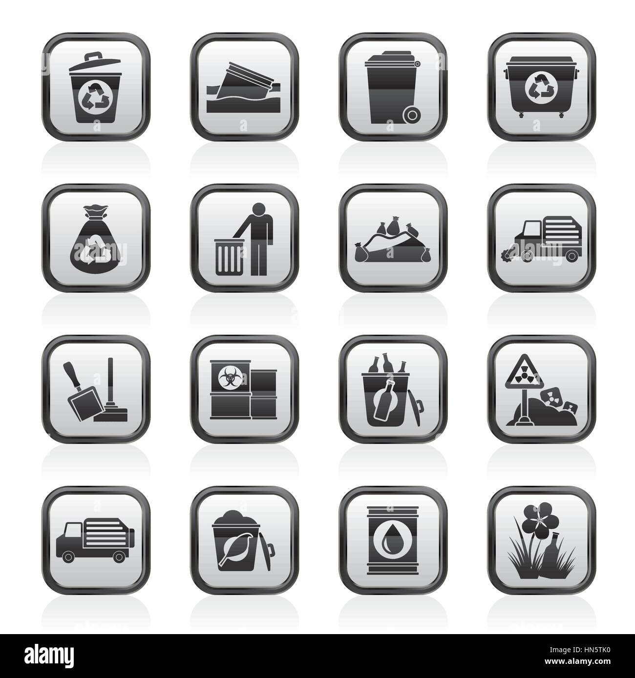 Garbage and rubbish icons Stock Vector Image & Art - Alamy