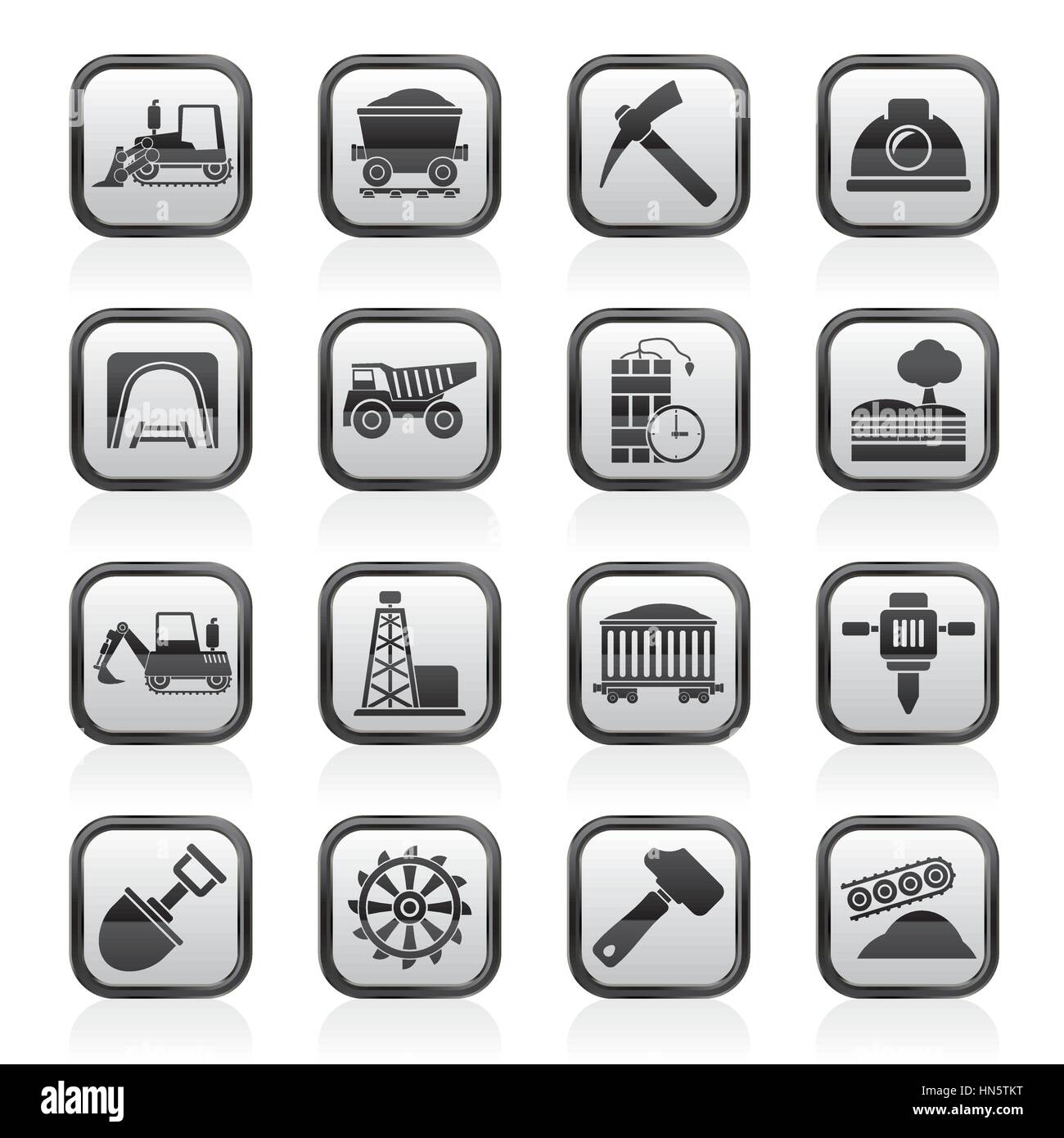 Mining and quarrying industry icons - vector icon set Stock Vector ...