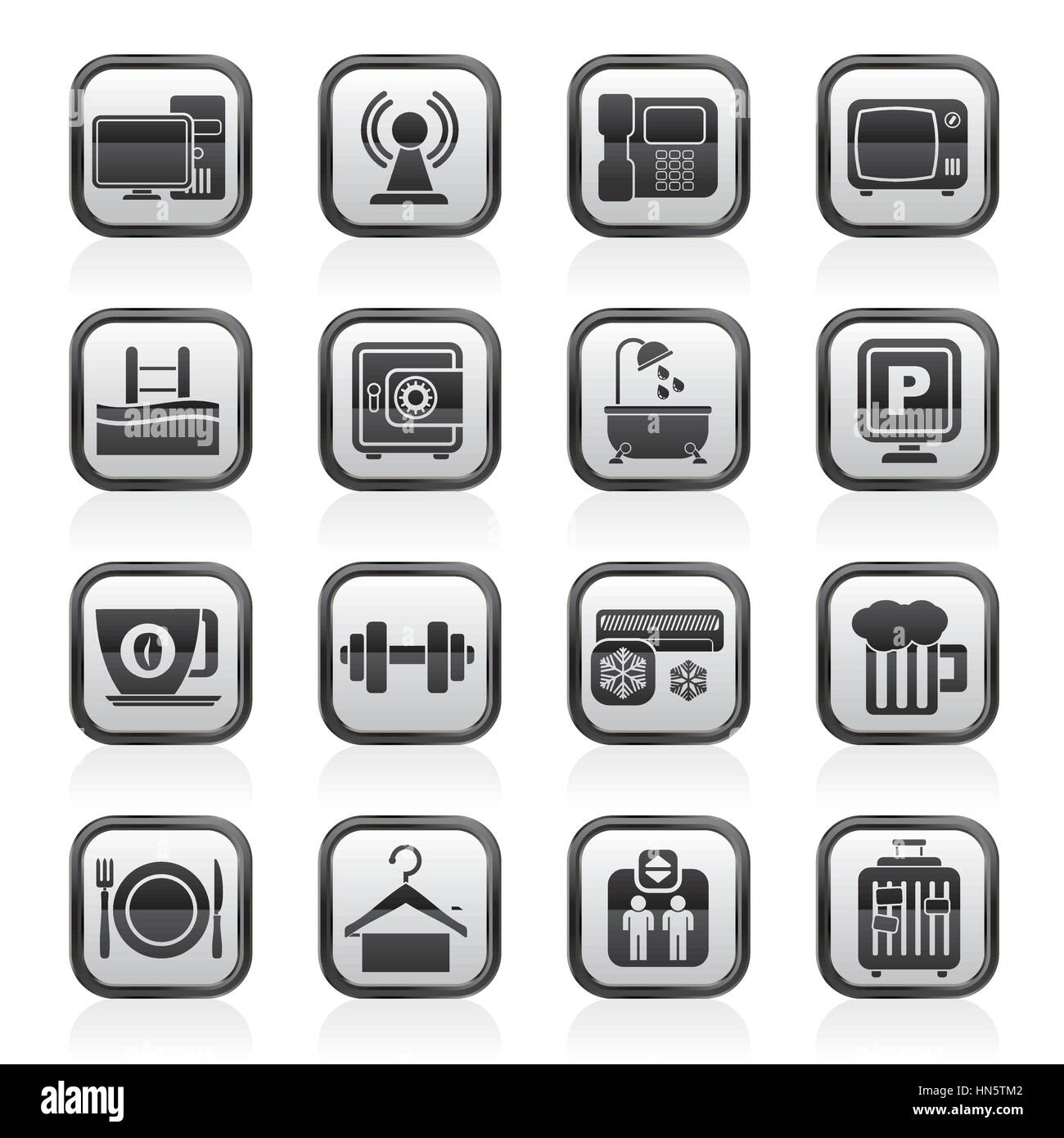 Hotel Amenities Services Icons Stock Vector Image & Art - Alamy