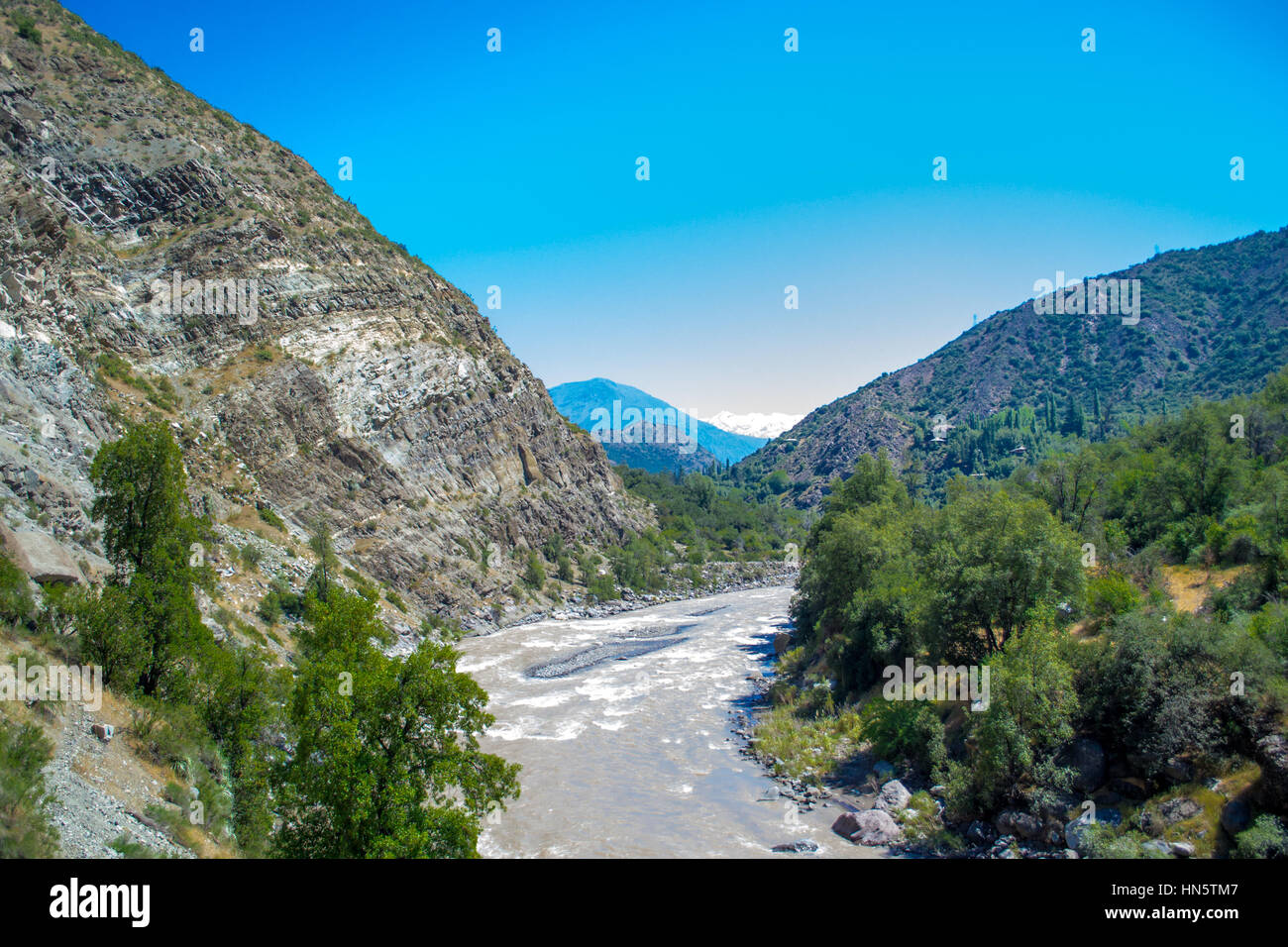 Landscape of river, mountains and trees in the forest Stock Photo - Alamy