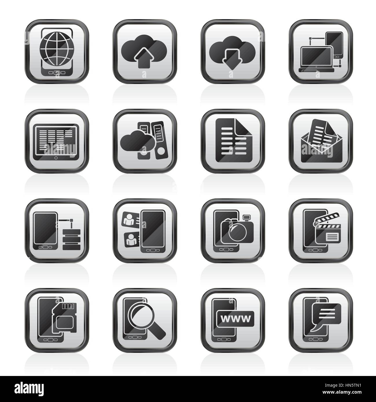 Connection, communication and mobile phone icons Stock Vector Image ...