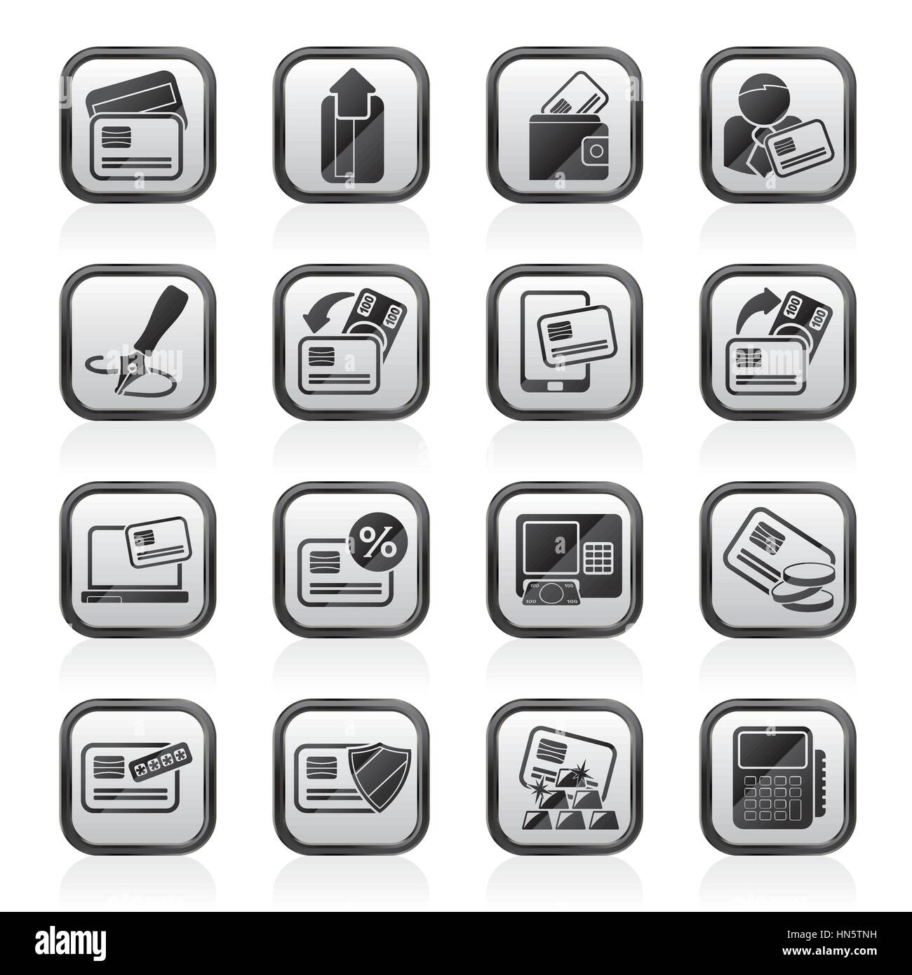 credit card, POS terminal and ATM icons Stock Vector Image & Art - Alamy