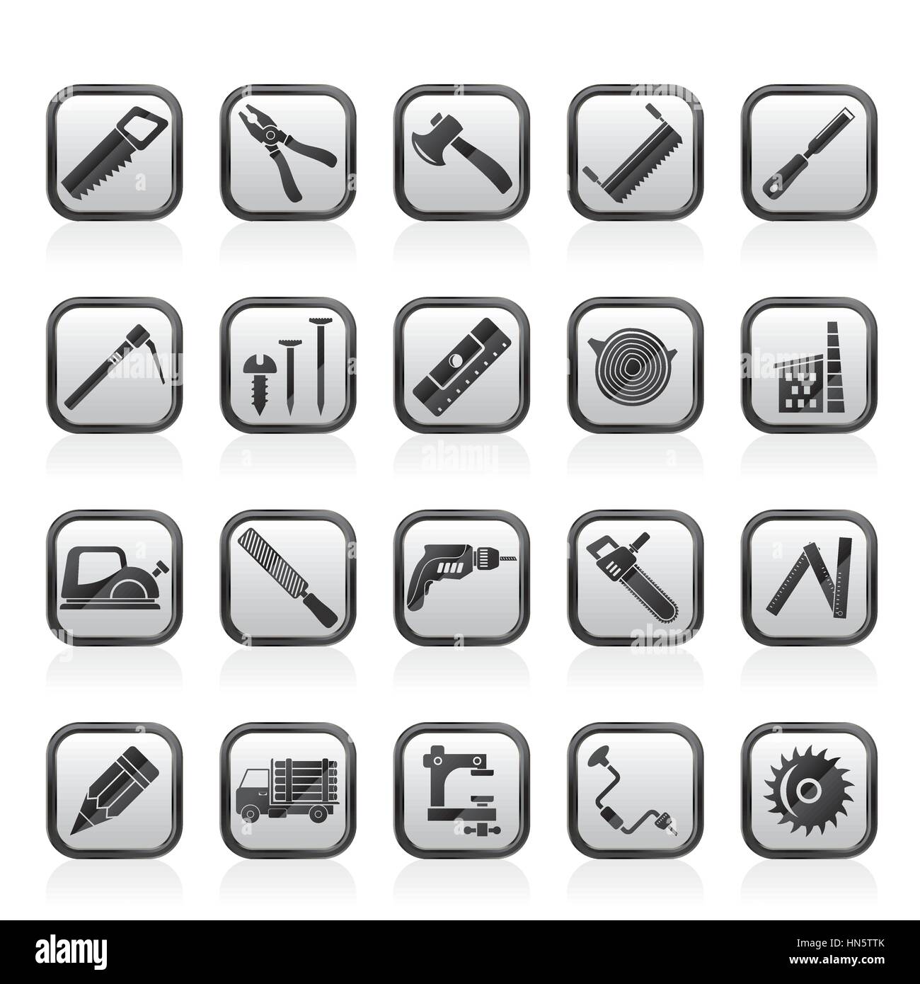 Carpentry, logging and woodworking icons Stock Vector Image & Art - Alamy