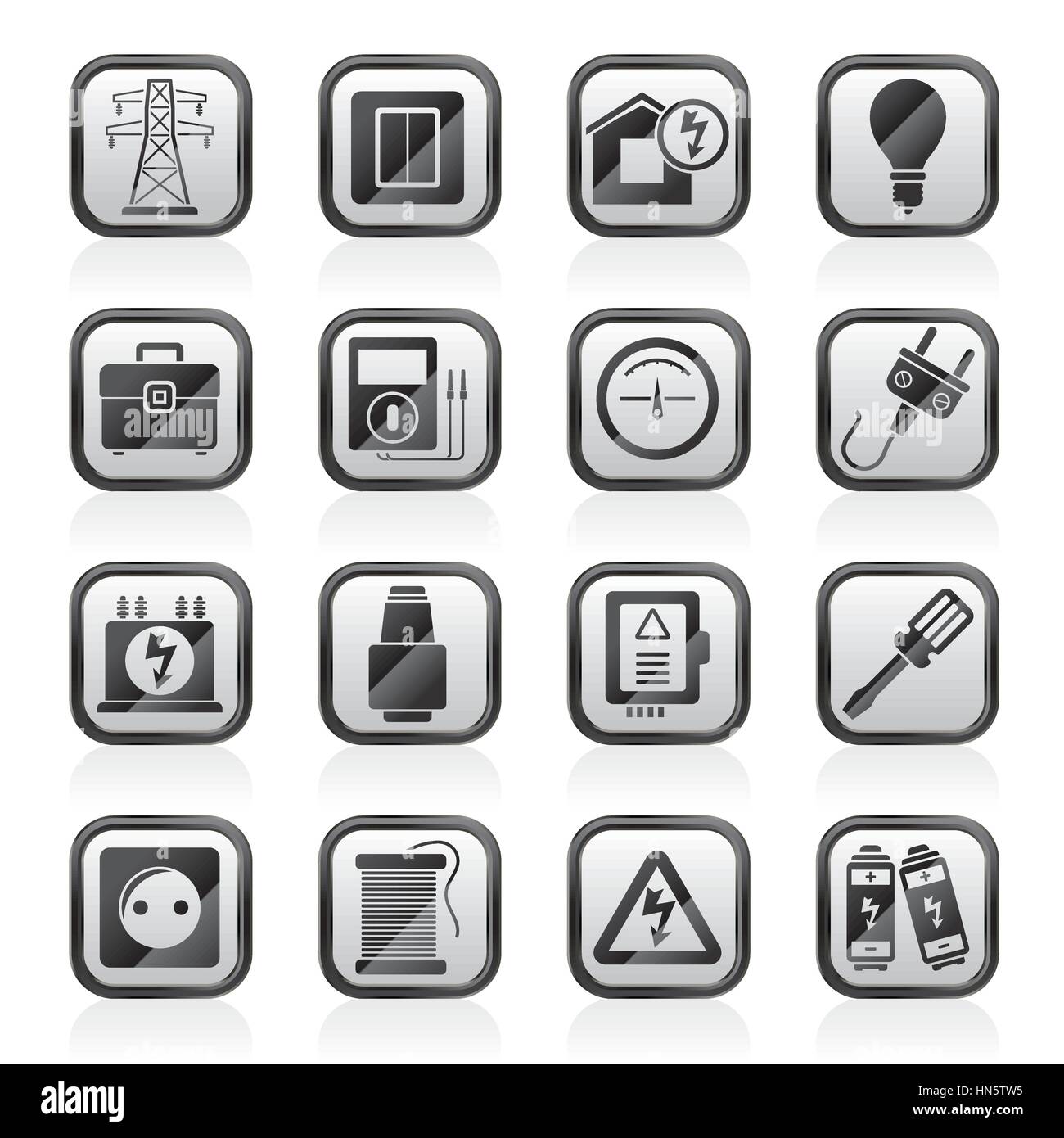Power, energy and electricity icons Stock Vector Image & Art - Alamy