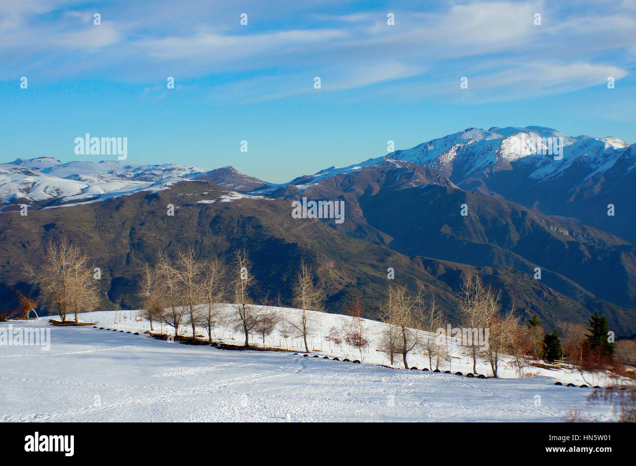 Snow mountains in Chile. Andes Stock Photo - Alamy