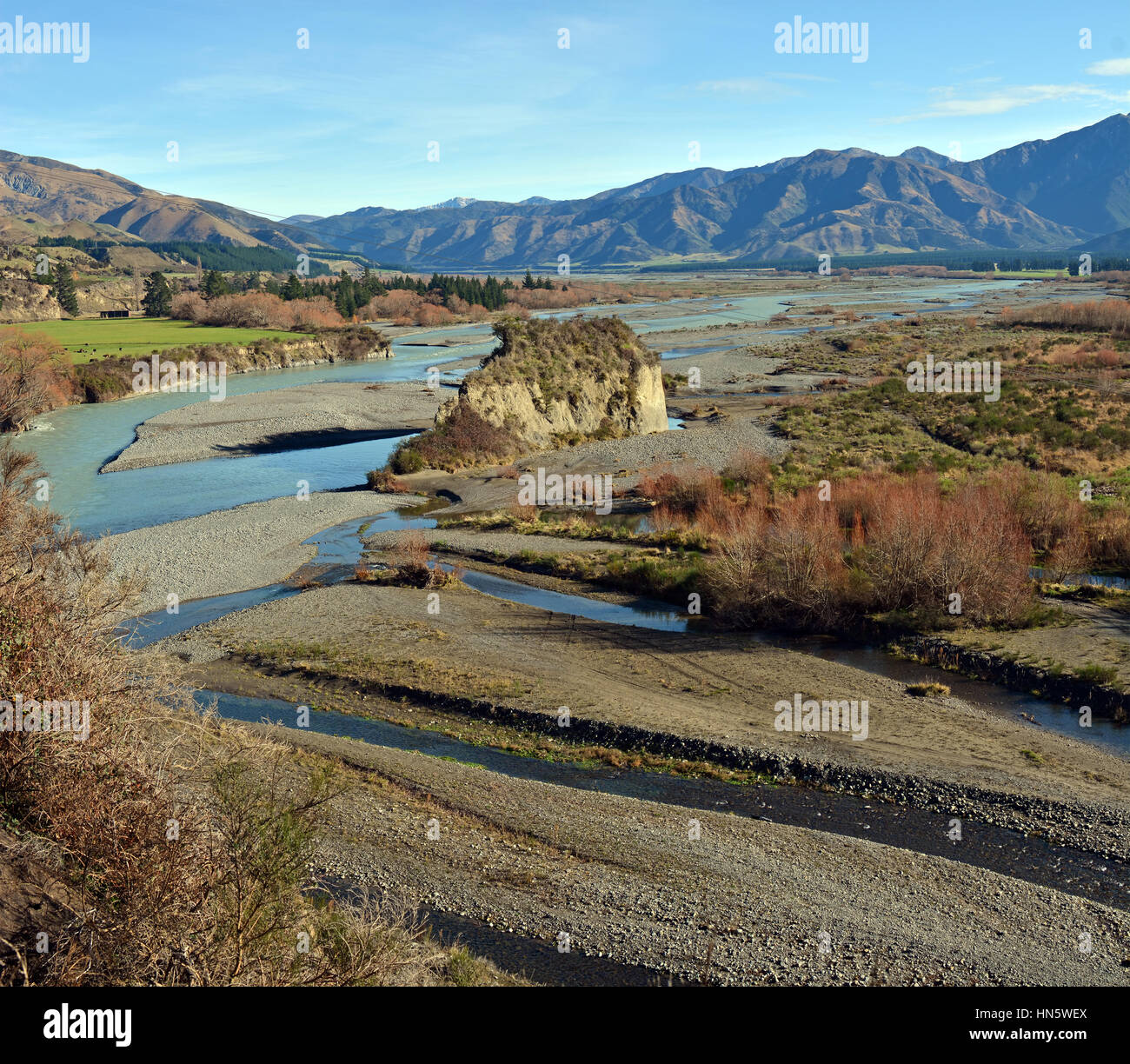 The upper reaches of the Waiau River in Winter - famous for jet boating ...