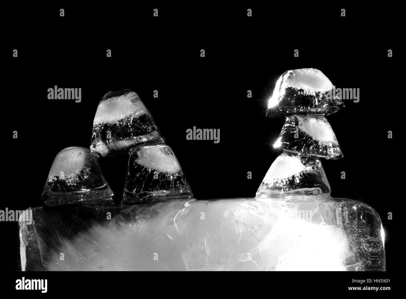 Water frozen into a solid state Black and White Stock Photos & Images ...