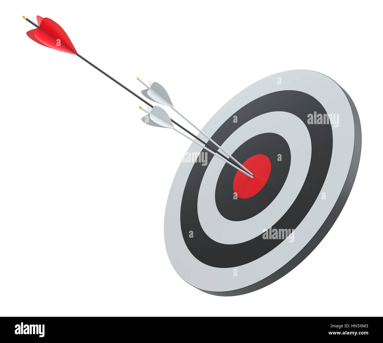 Arrow hit the center of red target Stock Photo - Alamy
