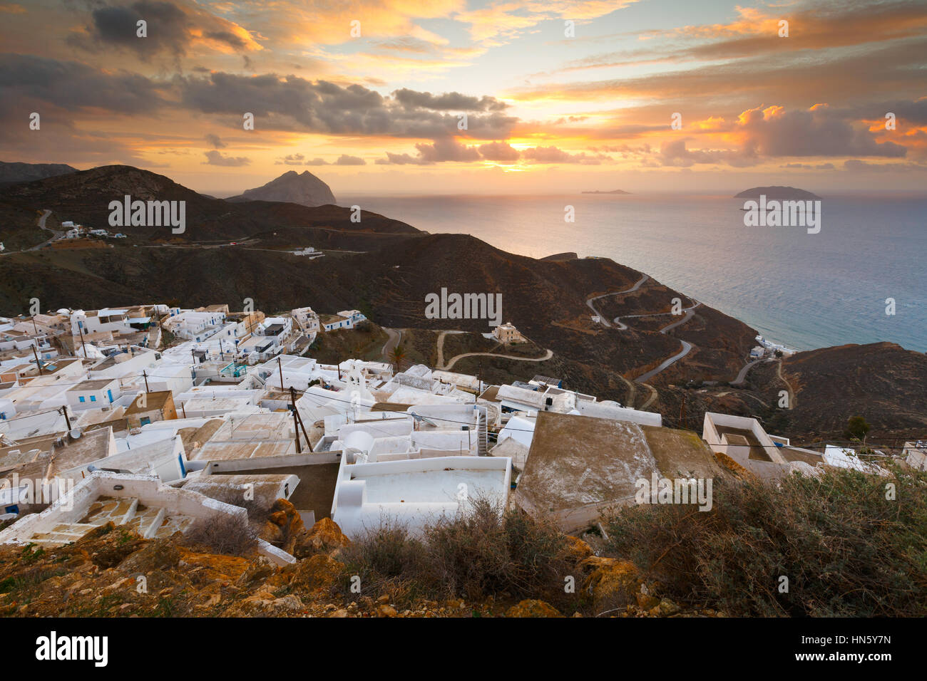 View of Chora village on Anafi island in Greece Stock Photo - Alamy
