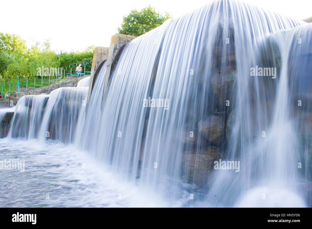 a beautiful waterfall in the city, background Stock Photo - Alamy