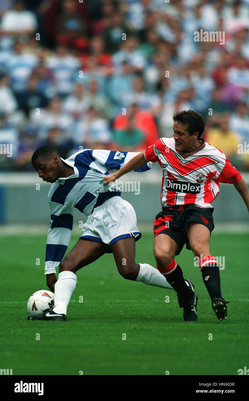 MICK ADAMS & ANDREW IMPEY QPR V SOUTHAMPTON 24 August 1993 Stock Photo ...