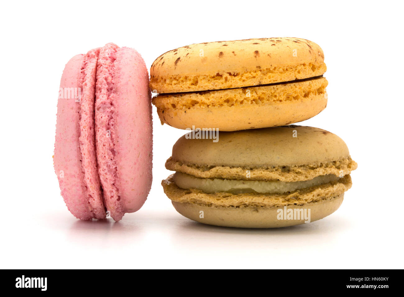 Three macaroons taken with a white background Stock Photo - Alamy