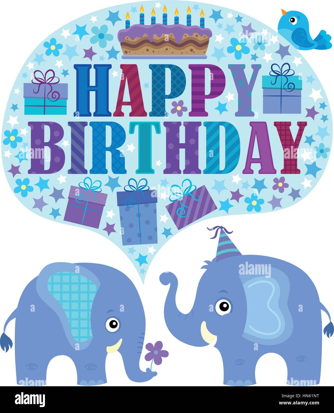 Happy birthday theme with elephants 2 - eps10 vector illustration Stock ...