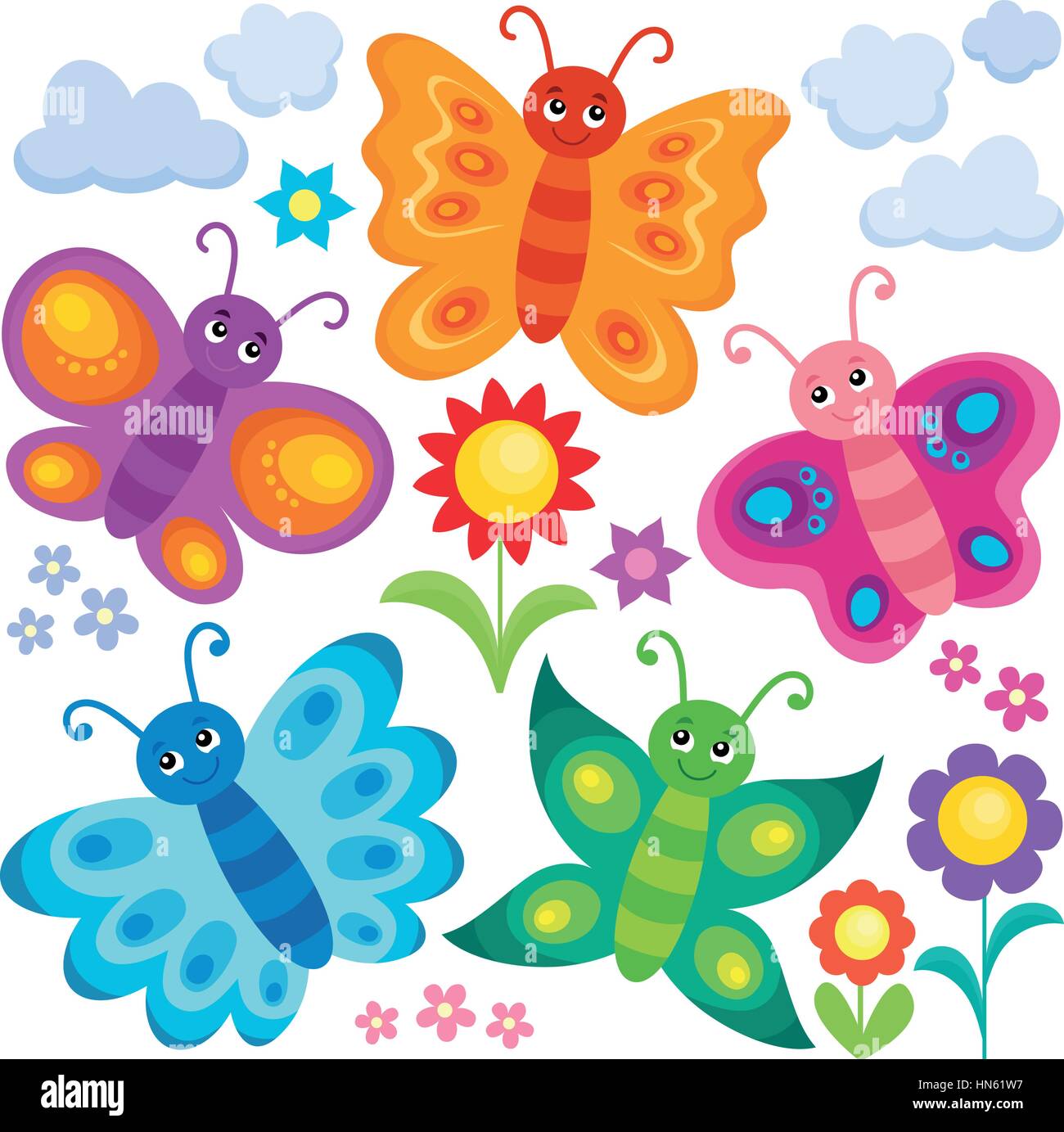 Stylized butterflies theme set 1 - eps10 vector illustration Stock ...