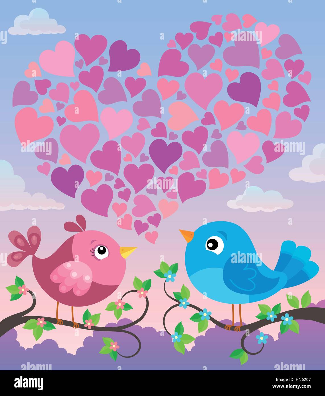 Valentine birds with heart shape theme 2 - eps10 vector illustration ...