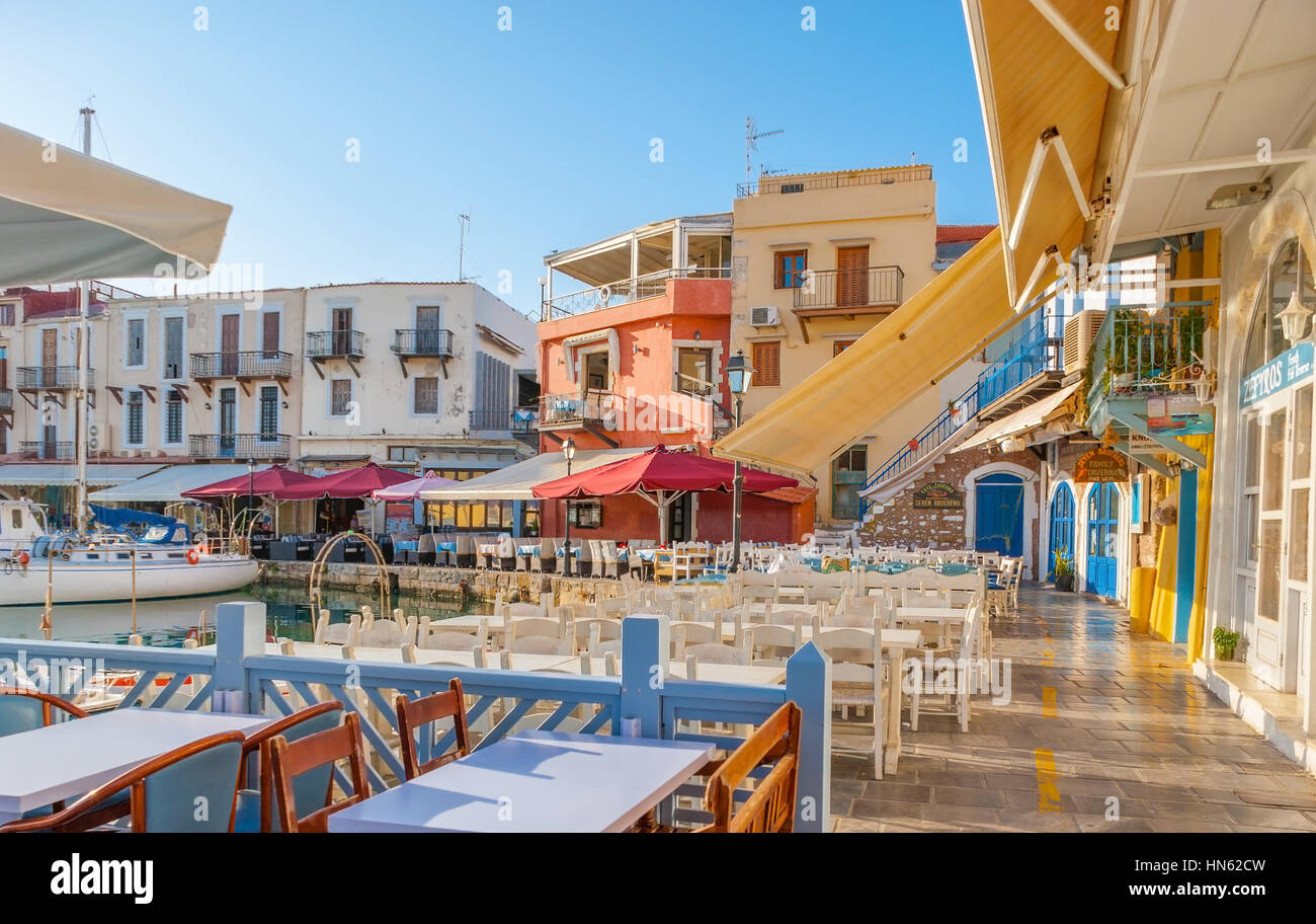 RETHYMNO, GREECE - OCTOBER 15, 2013: Old fishing port of Rethymno ...